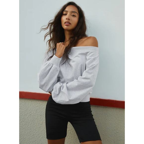 Commense | Tops | Asymmetric Off Shoulder Sweatshirt Commense S | Poshmark